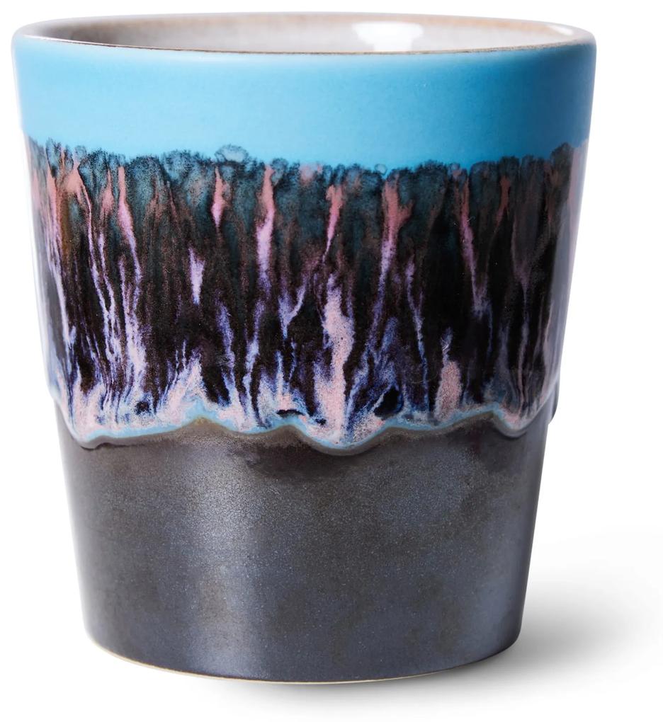 HK living Keramický hrnek 70's Mug Swinging 180 ml, modrá barva, keramika