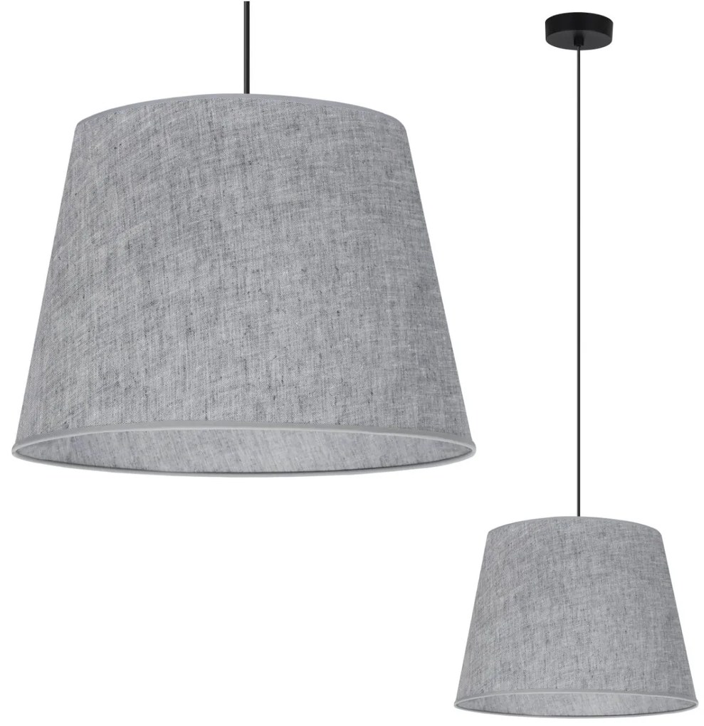 Závěsné svítidlo Jen, 1x šedé textilní stínítko, (fi 38 cm), b