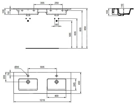 Ideal Standard Tempo Dvojumyvadlo 120 cm E053401