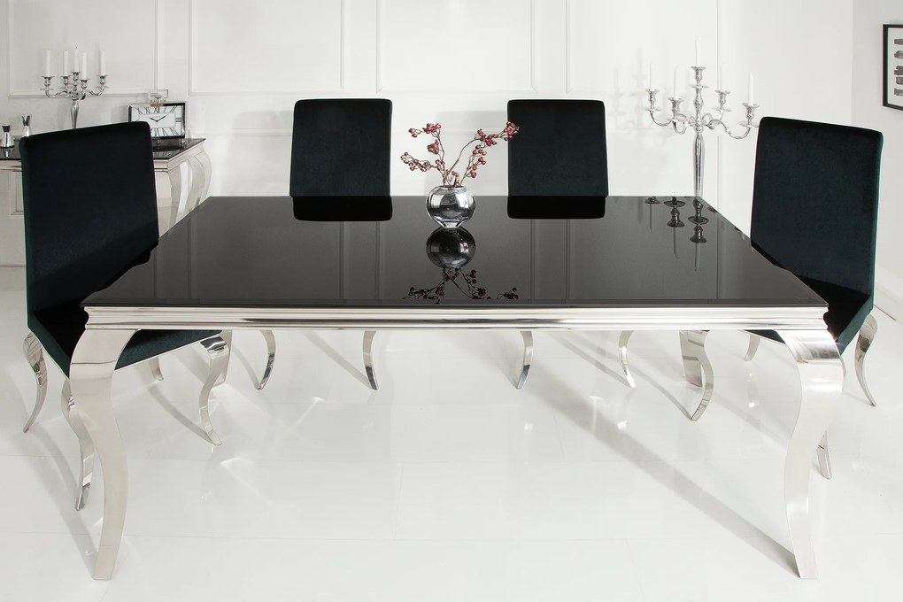 Jídelní stůl ROYAL, 180x75x90 cm, Černý/Nerezová ocel