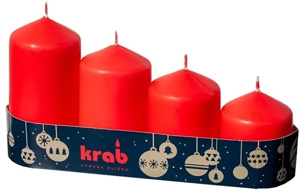 Krab - svíčka postupka 50 × 60/75/90/105 mm, červená - 4 ks