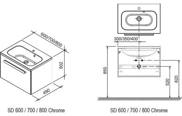 Ravak SD Chrome 700 Skříňka pod umyvadlo bílá/bílá 70x49 X000000532