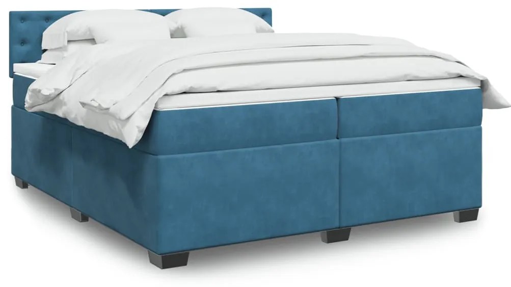 Box spring postel s matrací modrá 200 x 200 cm samet 3288718