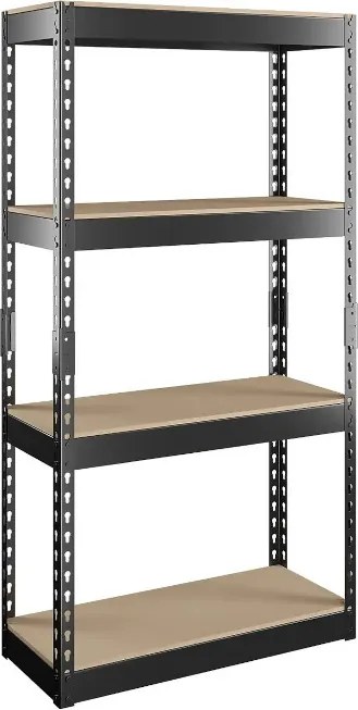 Fistar Regál 180x160x60 cm kovový lakovaný 4-policový, nosnost 400 kg - ČERNÝ