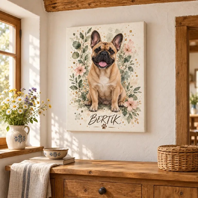 Foto obraz z vlastní fotky na plátno – Moderní akvarelový portrét mazlíčka z fotky Rozměry obrazu: 20 x 30 cm