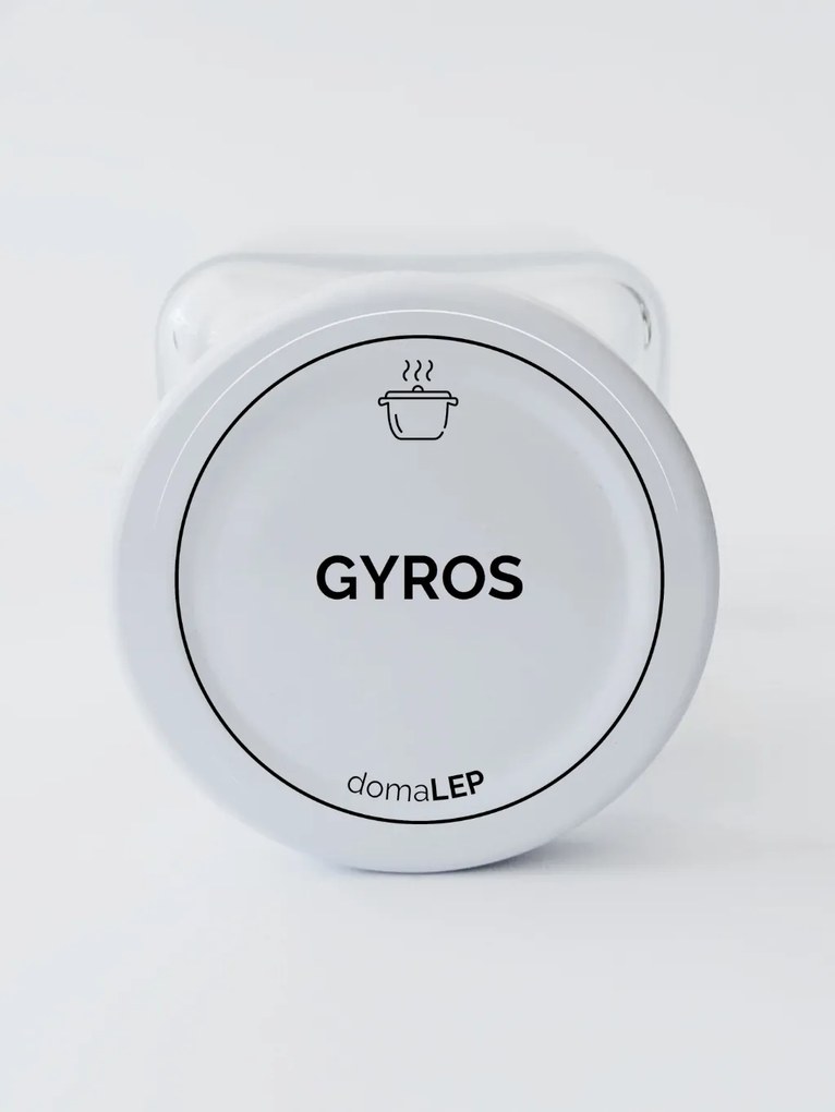 Samolepka na kořenky GYROS průhledná 5 cm tučné písmo