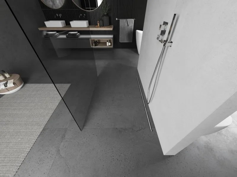Mexen Kioto, sprchová zástěna Walk-In 105 x 200 cm, 8mm čiré sklo, broušená ocel profil, 800-105-002-97-00