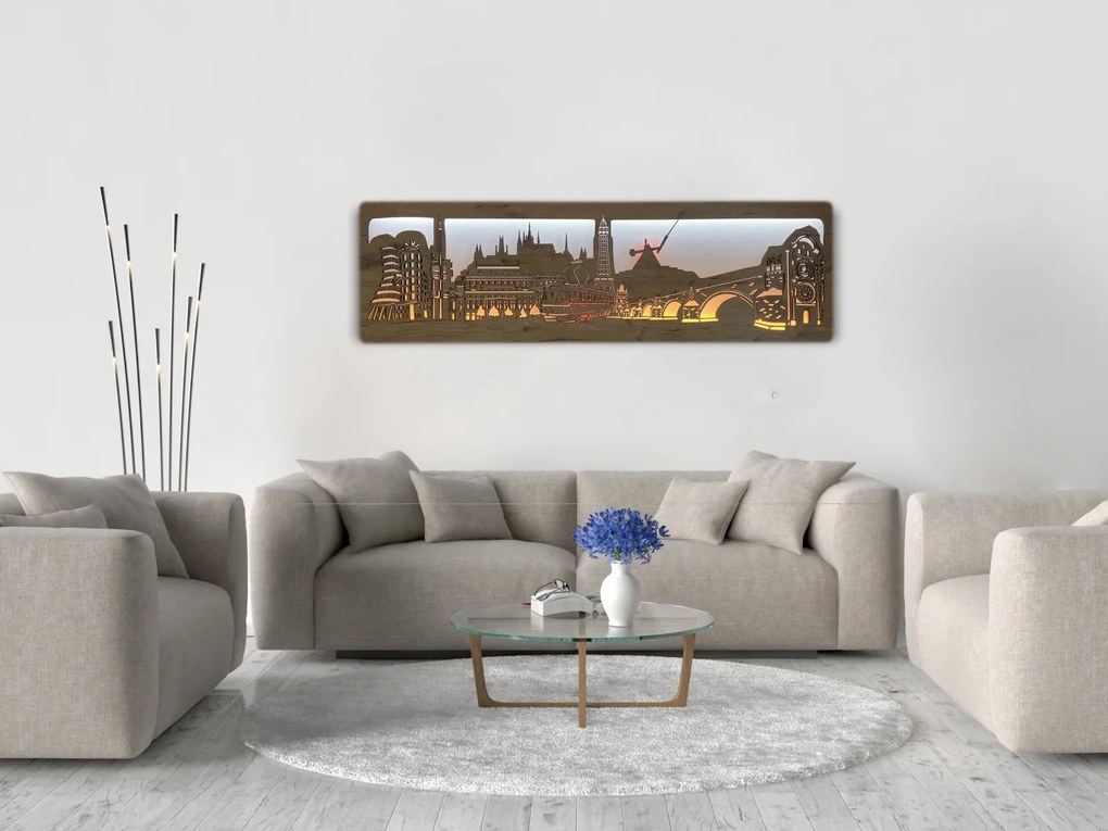 Li-Go "Praha" světelný obraz 230V 130x40 cm provedení povrchu: ořech