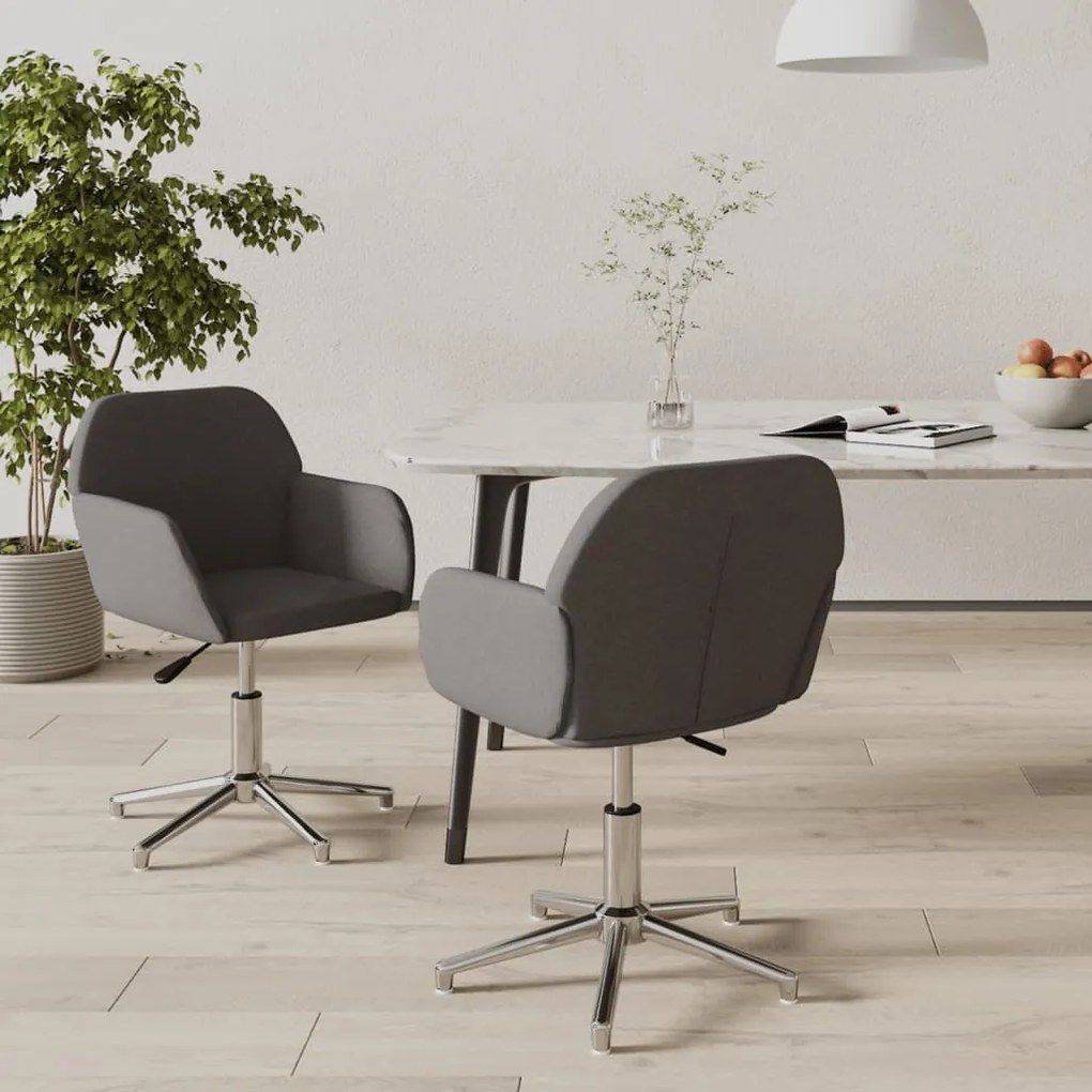 Otočné jídelní židle 2 ks tmavě šedé textil 3103031