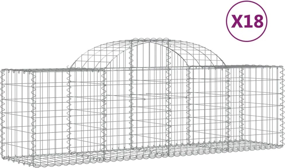 Klenuté gabionové koše 18 ks 200x50x60/80 cm pozinkované železo 3146292