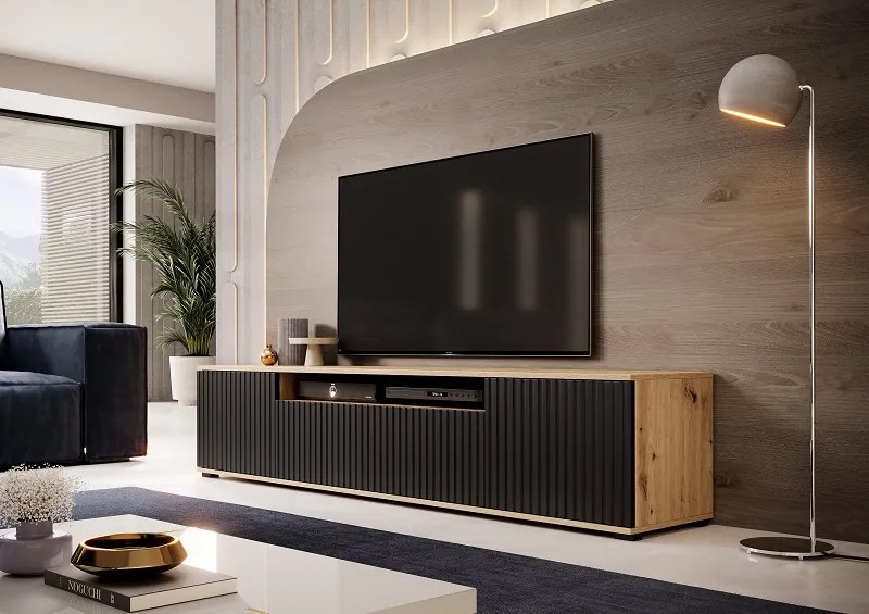 Designový TV stolek Agnes 1 - dub artisan / černá