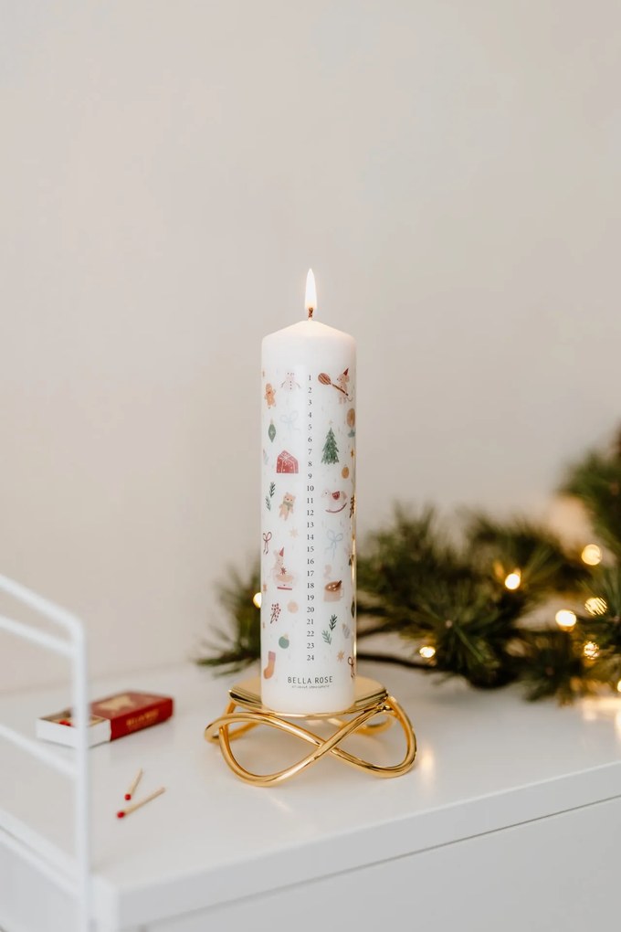 Bella Rose Adventní svíčka Vánoční myšky, bílá barva, vosk