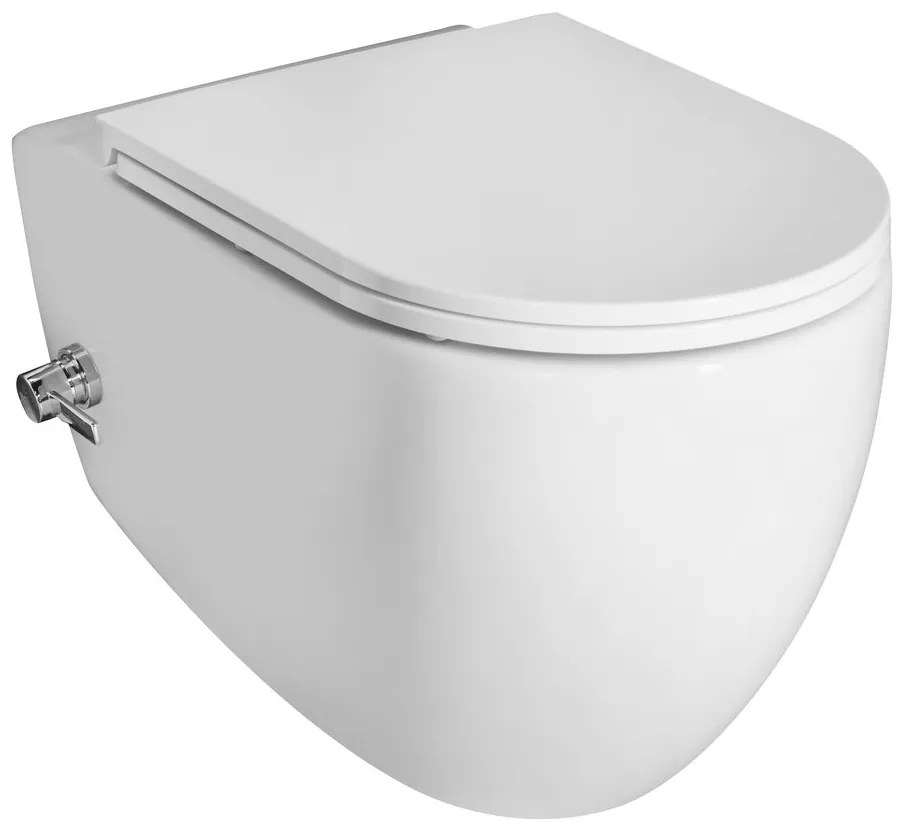 Isvea INFINITY CLEANWASH závěsná WC mísa 36,5 x 35 x 53 cm Rimless integrovaná baterie a bidet. sprška bílá 10NFS1005I