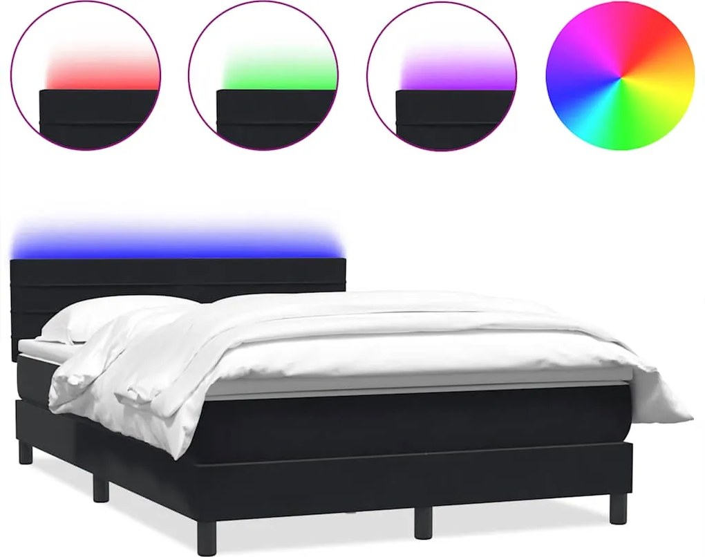 Box spring postel s matrací a LED černá 160x210 cm samet 3316985
