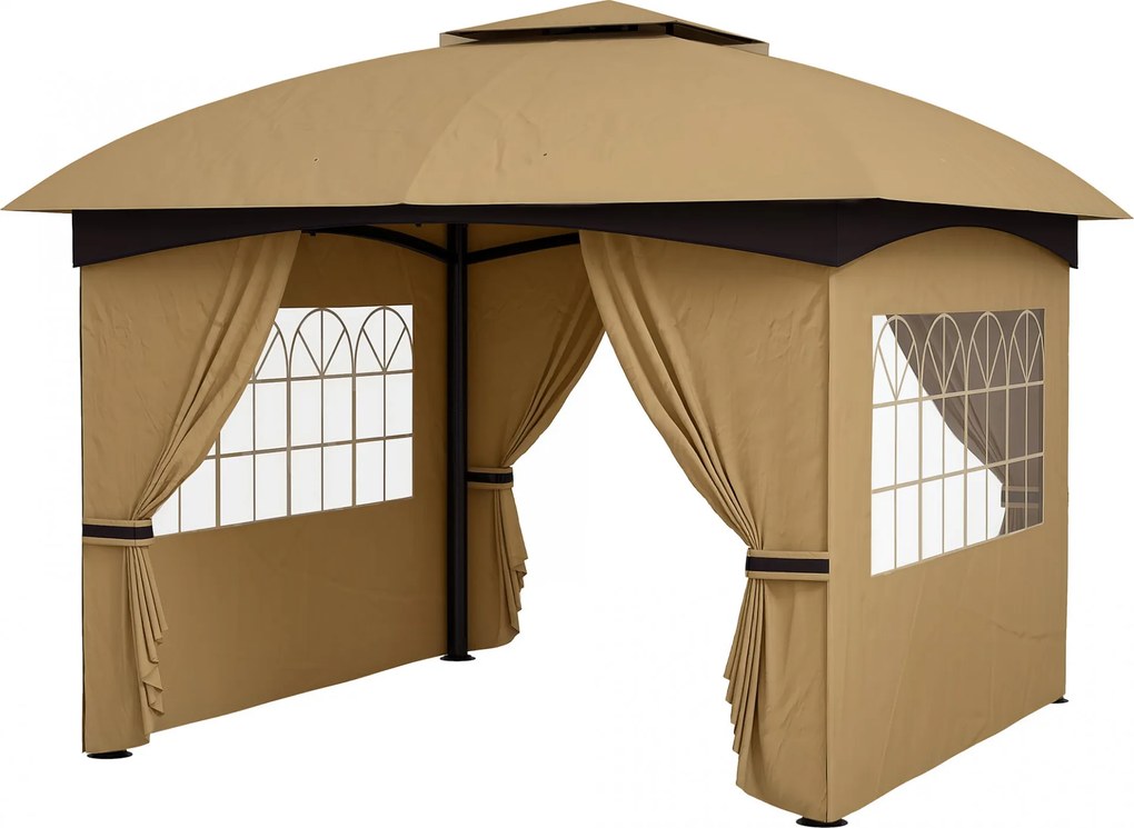 Outsunny Zahradní párty stan, 3,4 x 3,4 m | béžový