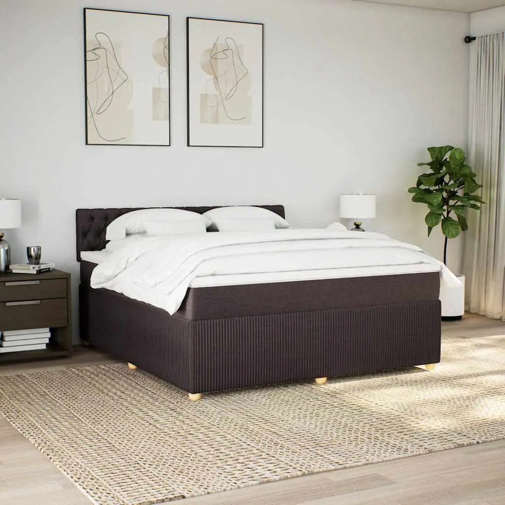 Box spring postel s matrací tmavě hnědá 180x200 cm textil 3289845