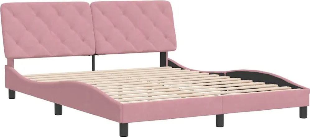Rám postele bez matrace růžový 160x200 cm samet 3207934
