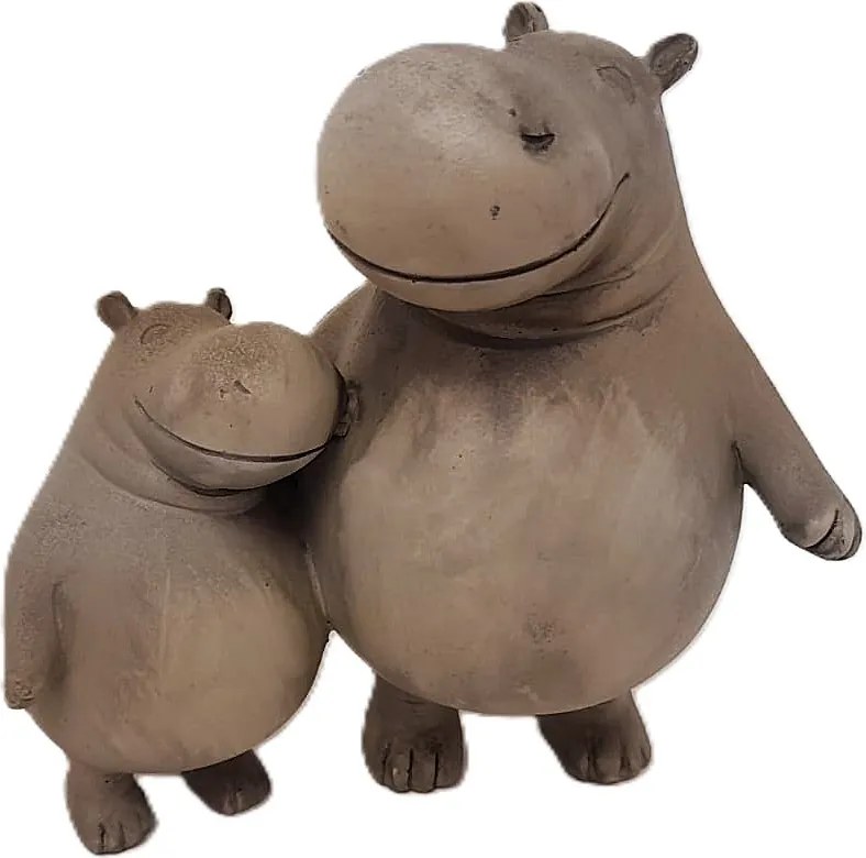 PRODEX IMPORT Zahradní figurka hroch s mládětem velký 15x13 cm