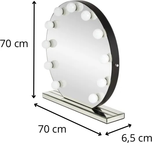 Stolní kosmetické zrcadlo Torano s LED osvětlením bílé/stříbrné