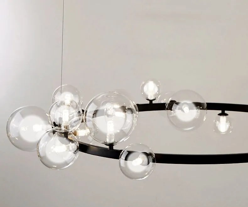 Toolight - závěsné svítidlo skleněné koule 15xG9 40W APP906-15CP, černá, OSW-04034