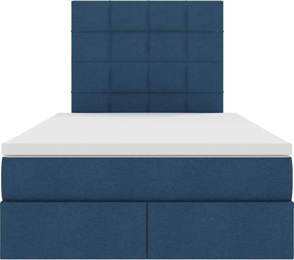 Postel s úložným prostorem a matrací Modrá 120 x 200 cm textil 3371777