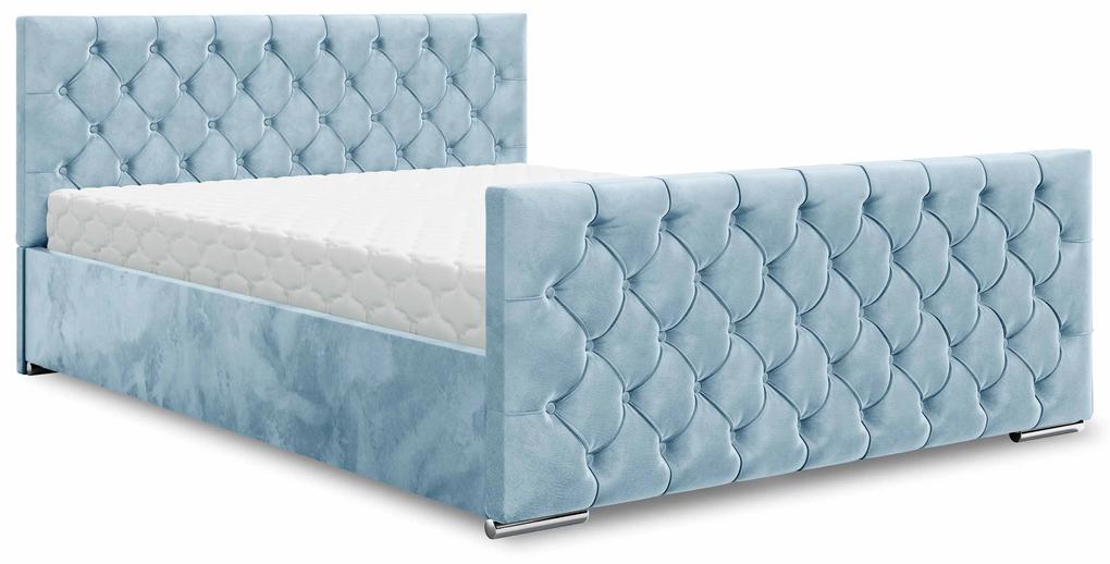 Manželská postel 140 cm Velva (modrá) (s roštem a úložným prostorem). 1047167