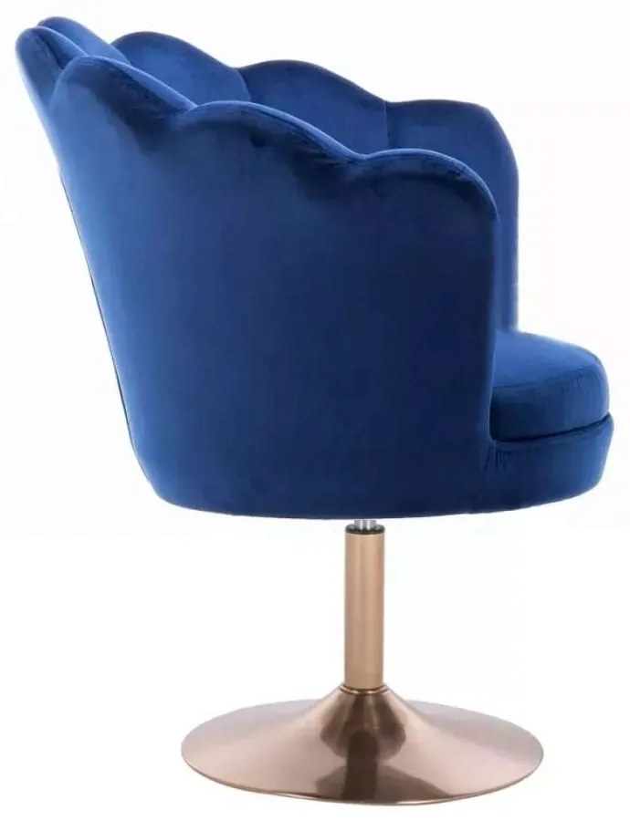 LuxuryForm DESIGN Otočné křeslo FREY VELUR na zlatém talíři - modré