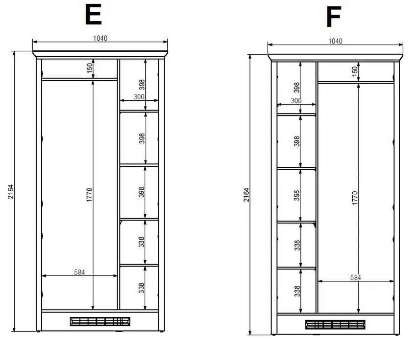 Kuchyňská skříň pro vestavnou lednici Jasmin, antracit/dub