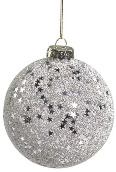 Chic Antique Vánoční baňka Thousand Stars, šedá barva, stříbrná barva, sklo, plast