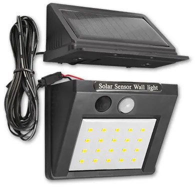 MASTER LED LED solární lampa 20SMD - 200 lm - senzor soumraku - kabel - studená bílá