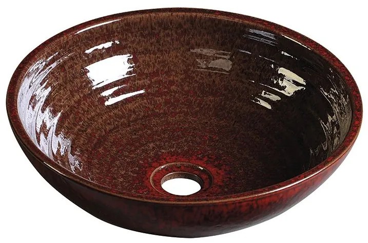 ATTILA keramické umyvadlo, průměr 46,5 cm, purpurově červená (DK013) SAPHO