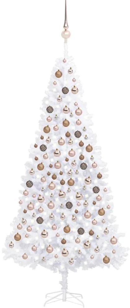 vidaXL Umělý vánoční stromek s LED a sadou koulí 300 cm bílý