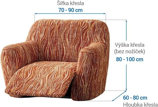 Bielastické potahy UNIVERSO NOVÉ žíhané cihlové relaxační křeslo (š. 70 - 90 cm)