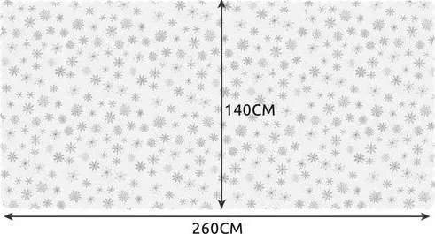 Ubrus se sněhovými vločkami 260 x 140 cm – bílostříbrný