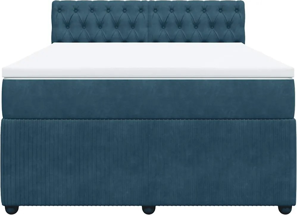Box spring postel s matrací modrá 160 x 200 cm samet 3287792
