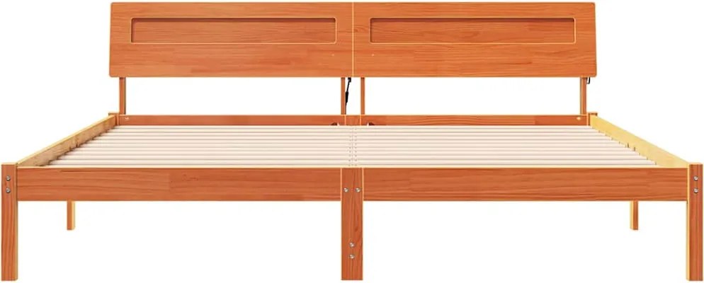 Rám postele s čelo Hnědá 200 x 200 cm Masivní borové dřevo 3385744