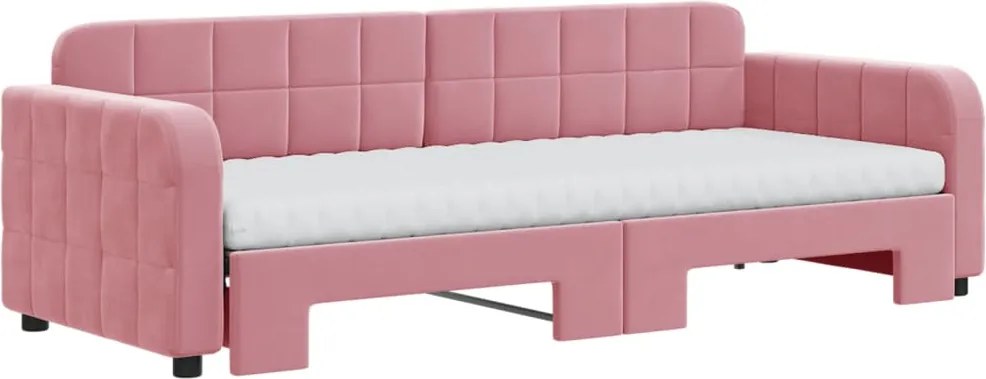 Válenda s přistýlkou a matracemi růžová 80 x 200 cm samet 3196949