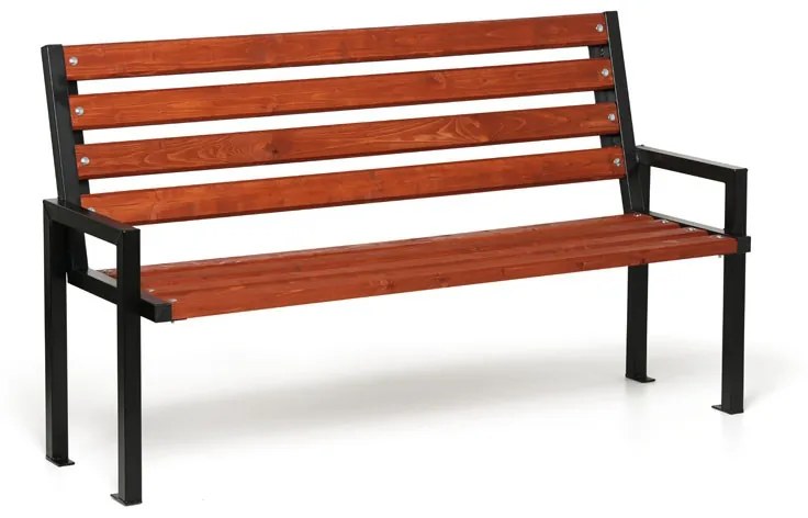 Venkovní lavička CITY s opěradlem, 1660 mm, mahagon tmavý
