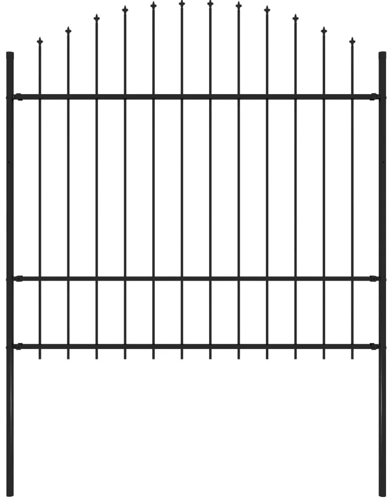 Zahradní plot s kopím nahoře ocelový 181 x 175 cm černý