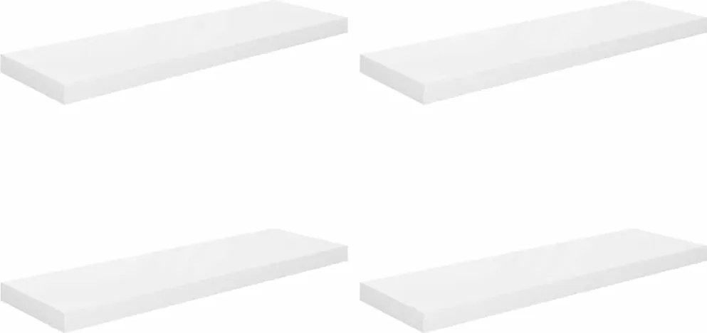 Plovoucí nástěnné police 4 ks lesklé bílé 80x23,5x3,8 cm MDF 323753