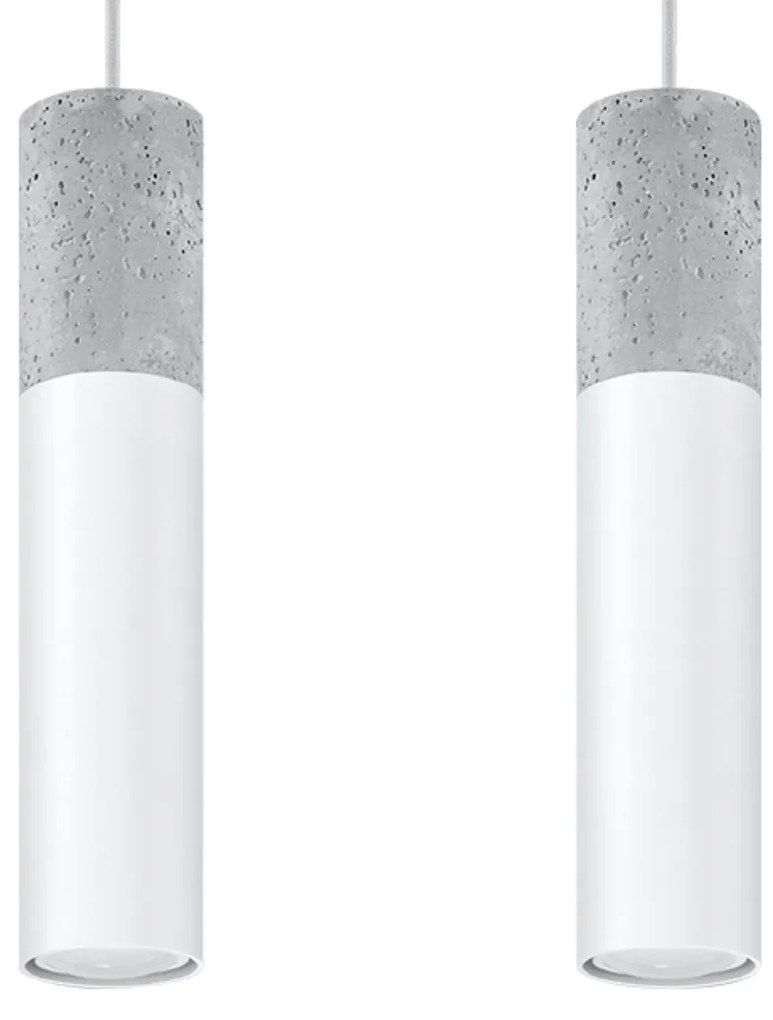 Závěsné svítidlo Borgio, 2x betonové/bílé kovové stínítko