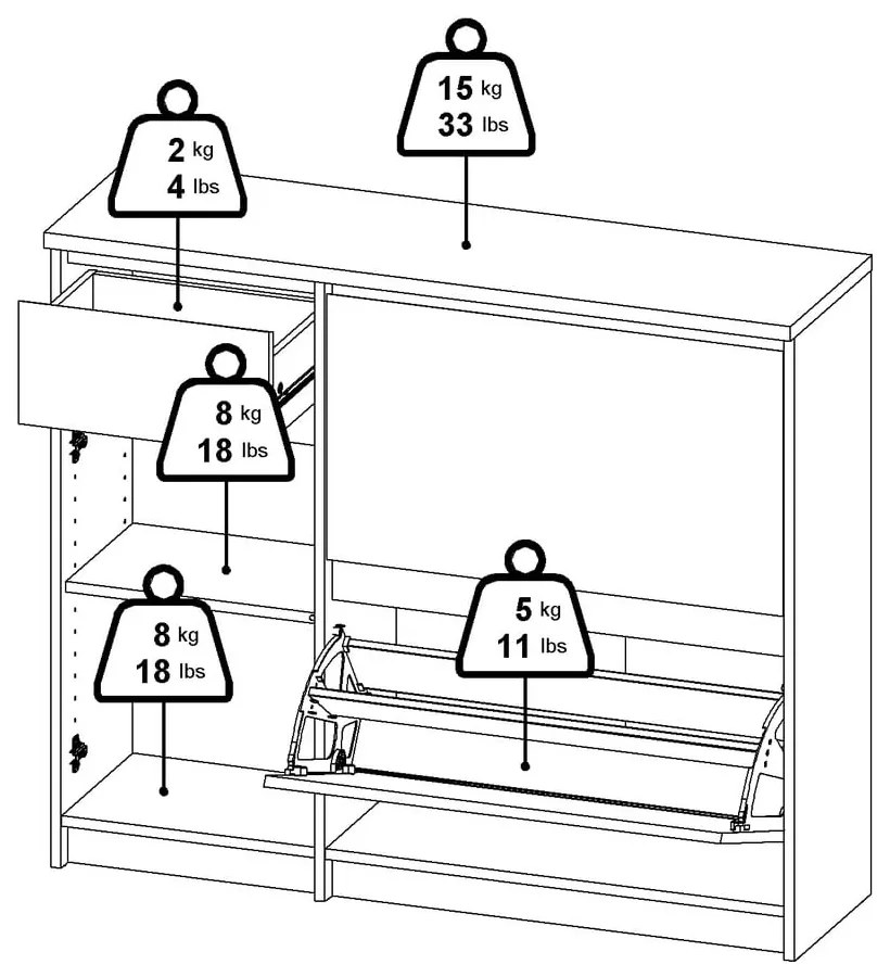 Výklopný botník v dekoru dubu v přírodní barvě 109x93x32 cm Naia – Tvilum