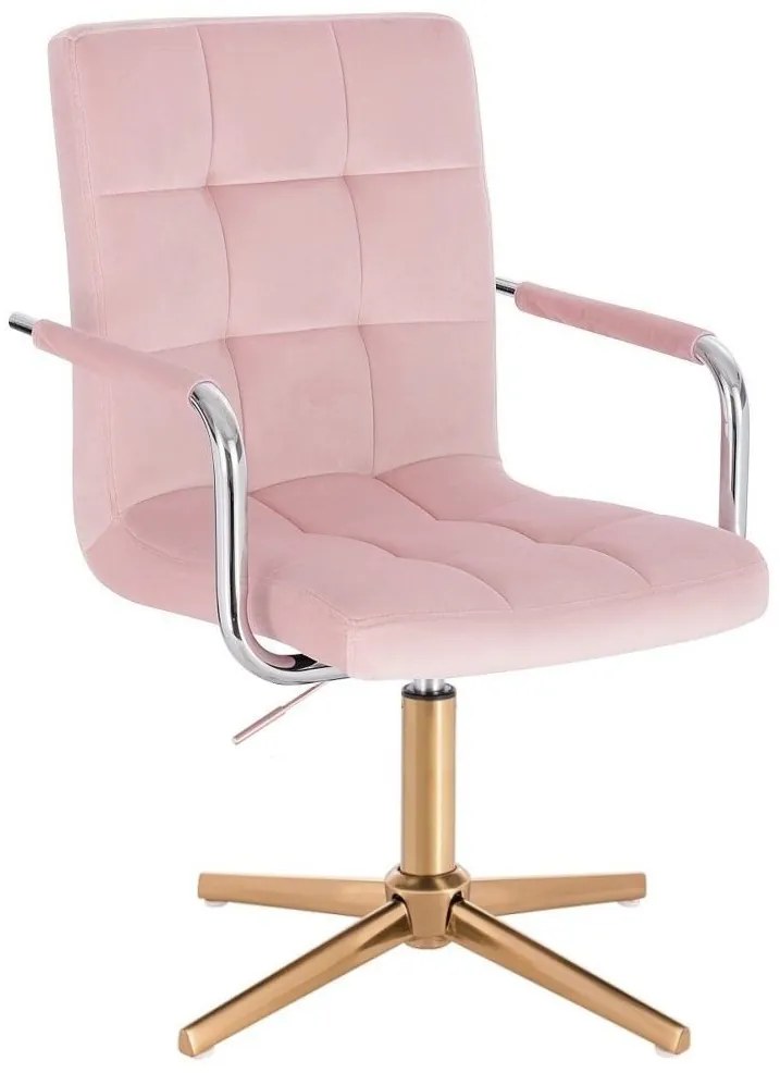 LuxuryForm DESIGN Otočná židle VERONA VELUR na zlatém kříži - růžová