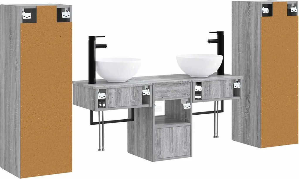 Sada koupelnového nábytku 5 ks Šedý Sonoma 33 x 34,5 x 100 cm 3405969