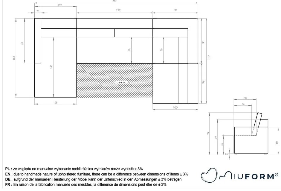 Krémová rozkládací modulární rohová pohovka s úložným prostorem (pravý roh) Lulu – Miuform