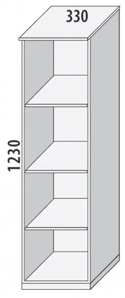 Domestav - DOMINO Skříň 3 policová hloubka 306 buk cink, mořený