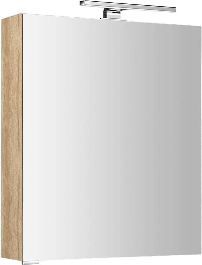 Sapho Mirró - Zrcadlová skříňka s LED osvětlením 60x70x16 cm, P/L, dub alabama MC060-0022