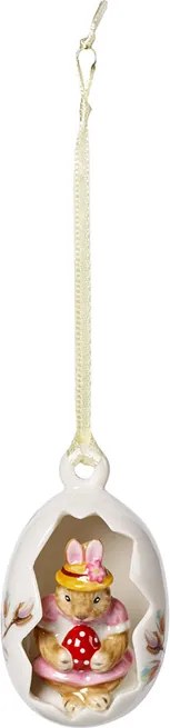 Villeroy&Boch Villeroy & Boch Bunny Tales závěsné velikonoční vajíčko Anna – růžové květy 4,5 cm