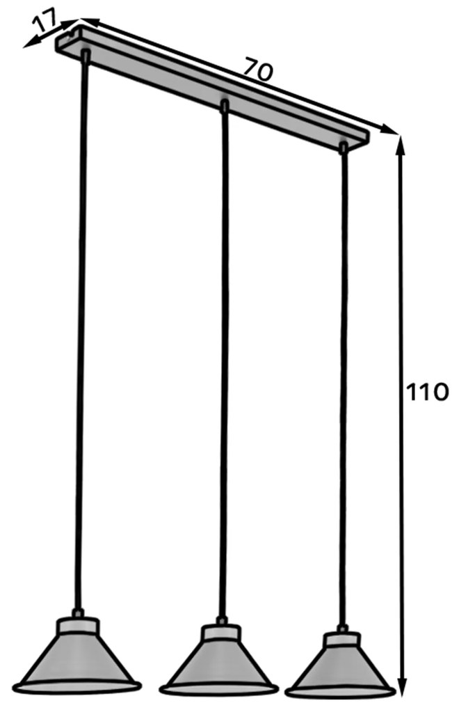 Eltap Moderní závěsné osvětlení Detmer 3, 70x17x110cm