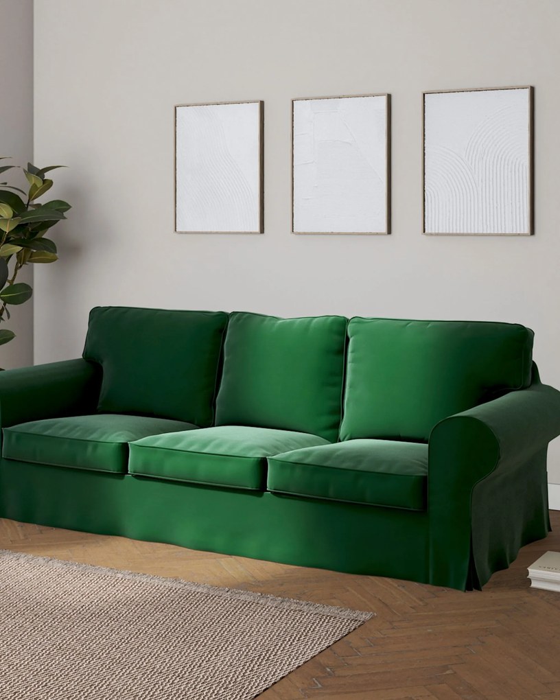 Potah na pohovku IKEA Ektorp 3-místná, nerozkládací barva zelená látka lesklé, sametová